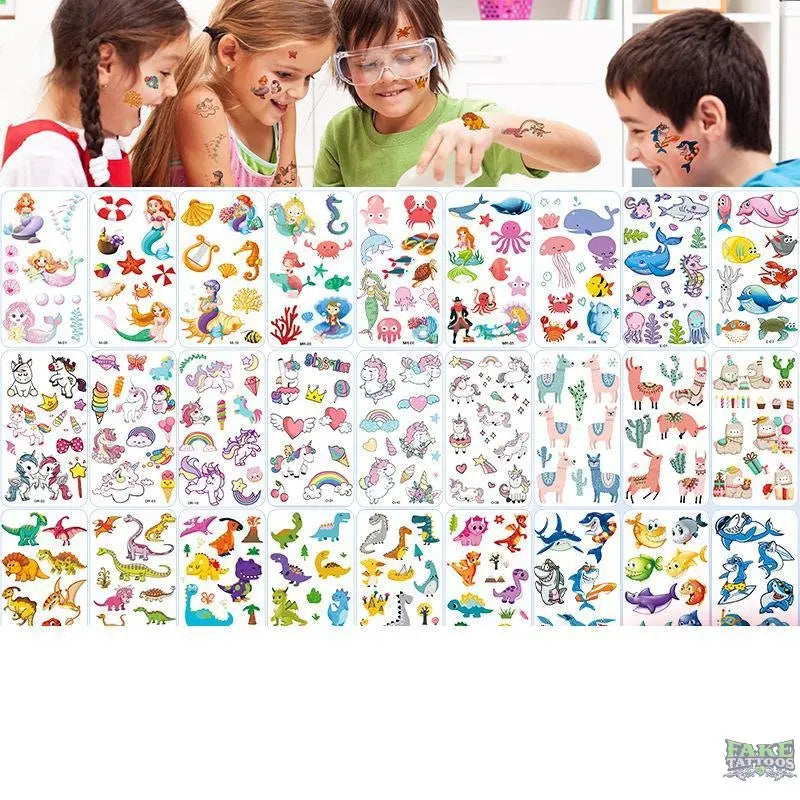 Temporary Tattoos Kids Mermaid Unicorn Animals - Fake Tattoos