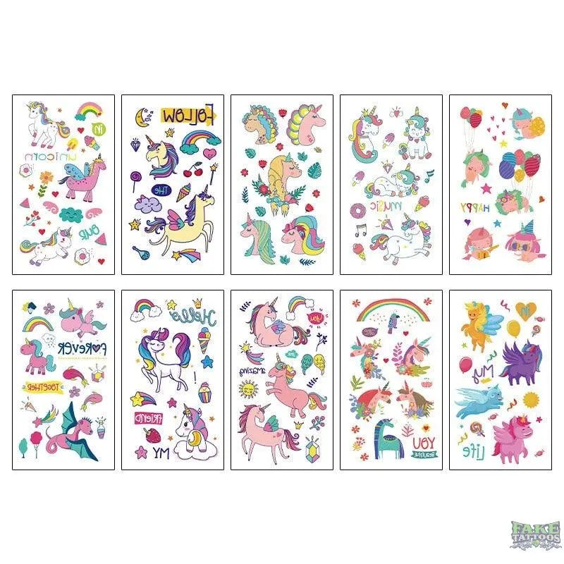 Temporary Tattoos for Kids Waterproof Cartoon | 10 Sheets Mixed 700 ...