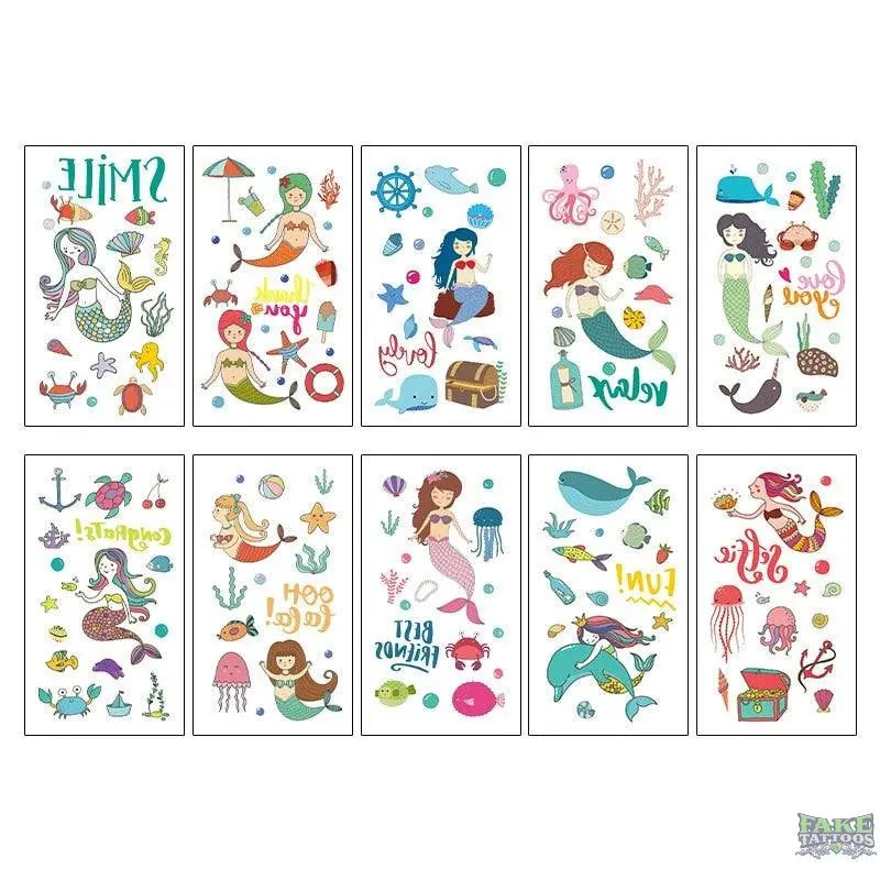 Temporary Tattoos for Kids Waterproof Cartoon | 10 Sheets Mixed 700 ...