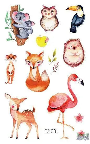 Kids Tattoo Sticker Animals Cartoon Horse Tattoo for – Fake Tattoos