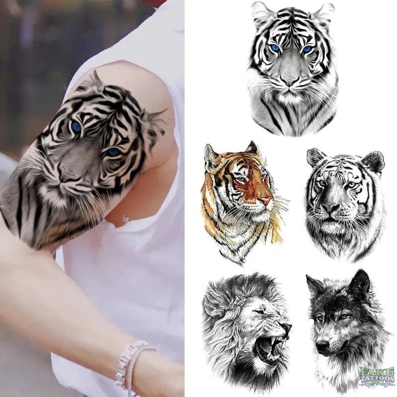 Large Tiger Temporary Tattoos For Men Kids - Bold Body Art – Fake Tattoos