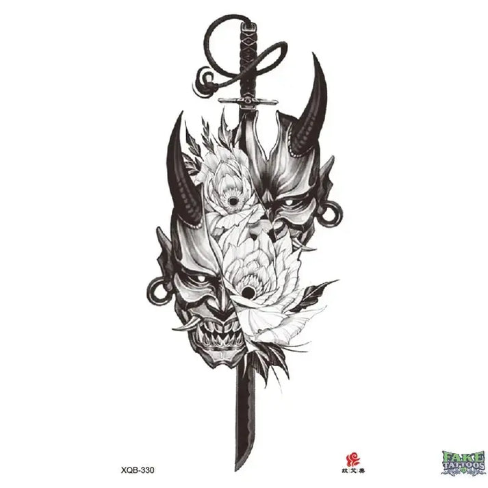Skull Scary Sword Devil Temporary Tattoo - Bold and Fearless Design ...