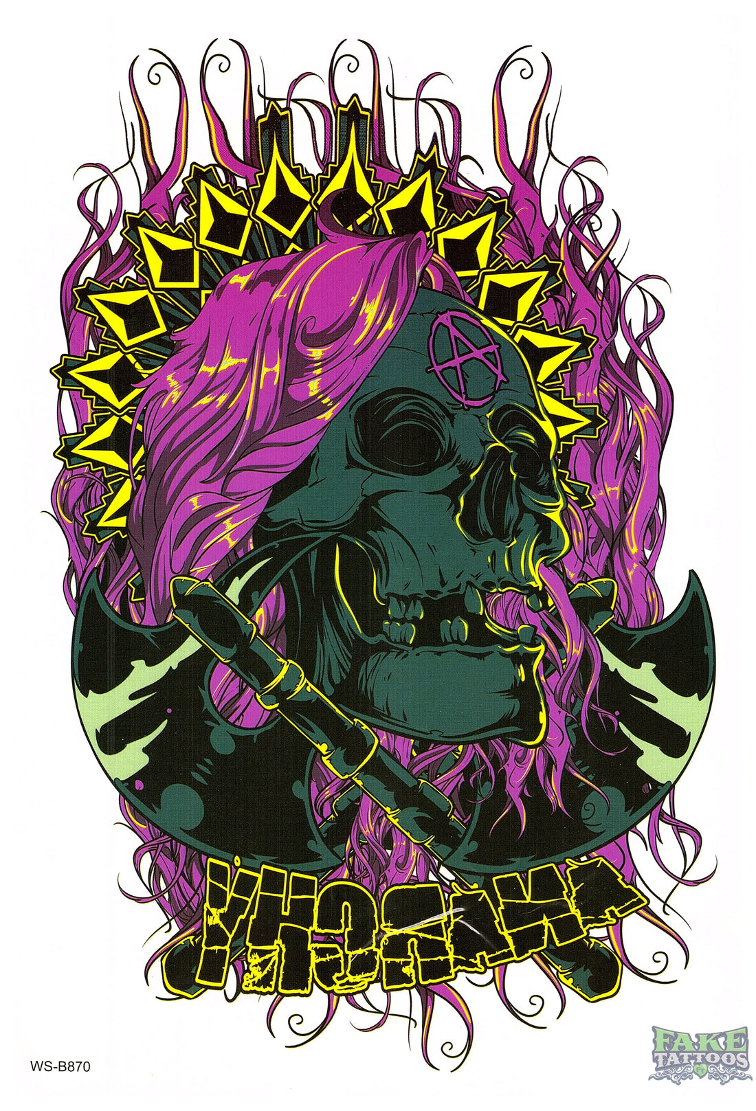 Skull Trippy Scary Temporary Tattoo - Unique and Cool Design – Fake Tattoos