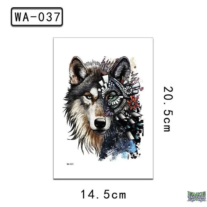 Wolf Temporary Tattoo Sticker Women Men Animal Tattoos – Fake Tattoos