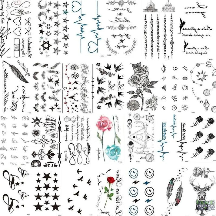 Temporary Tattoo Letters Love Heartbeat Wave - Unique Designs – Fake ...