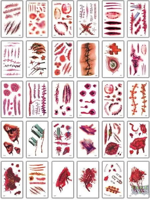 30pcs/lot halloween face tattoo sticker zombie scars – Fake Tattoos