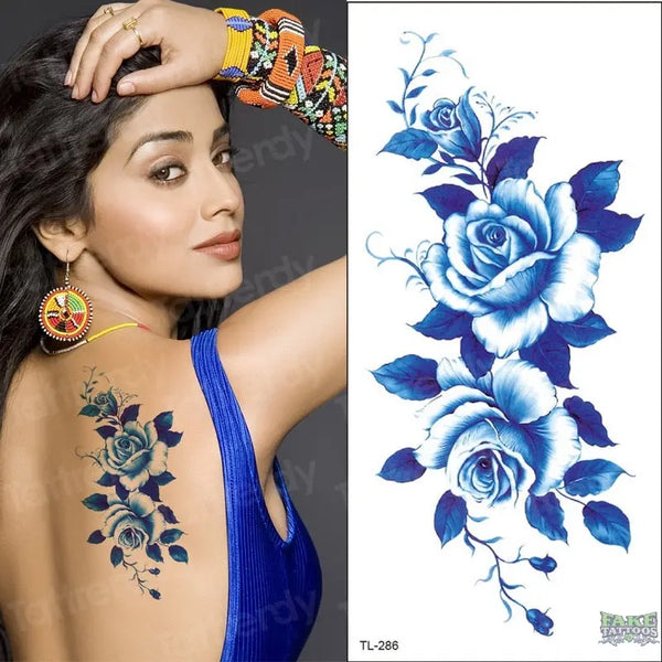 Temporary Tattoos Purple Flower Body Roses - Elegant Body Art – Fake ...